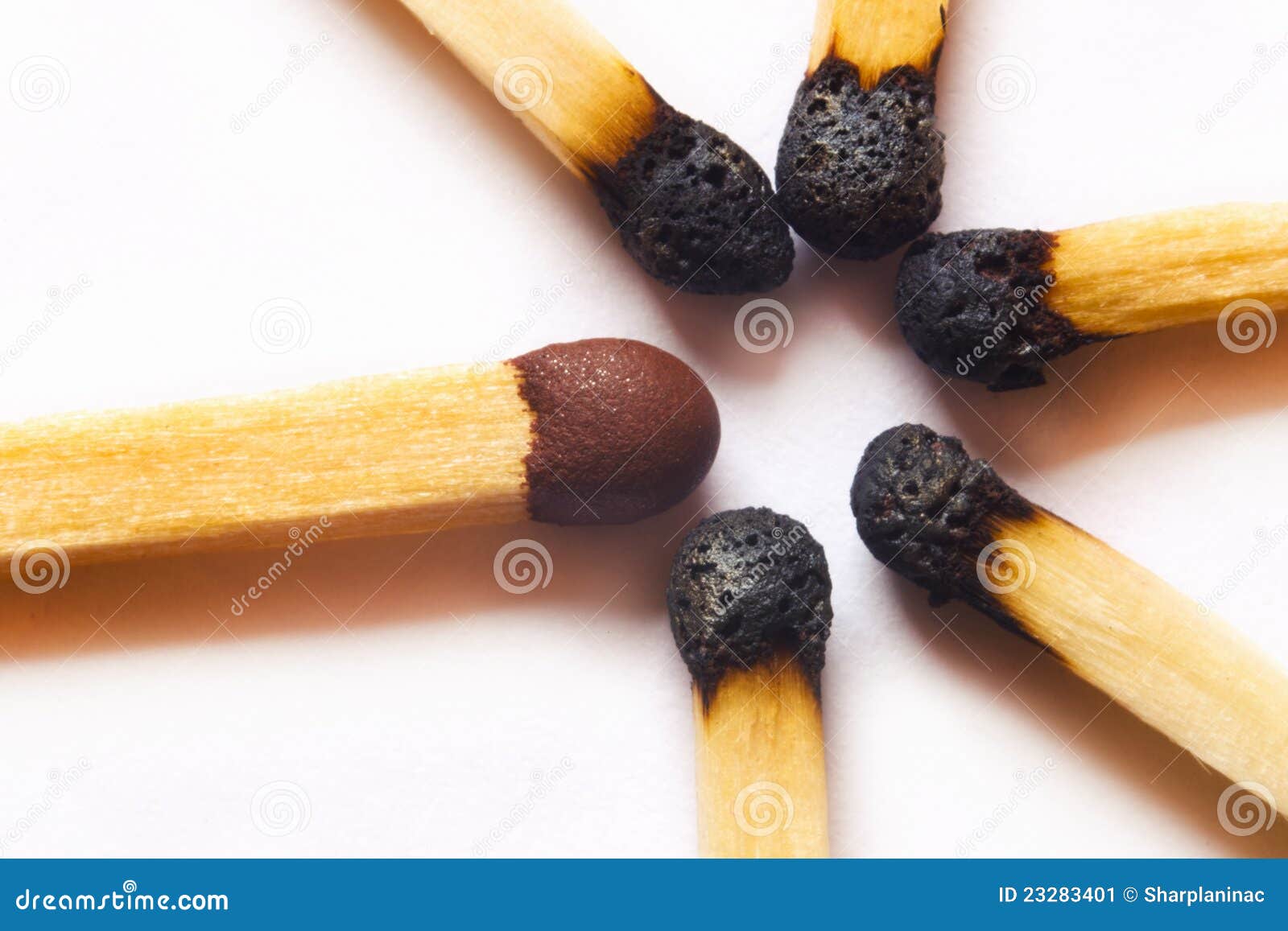 Single New Match Against Burned Matches Stock Image - Image of ...