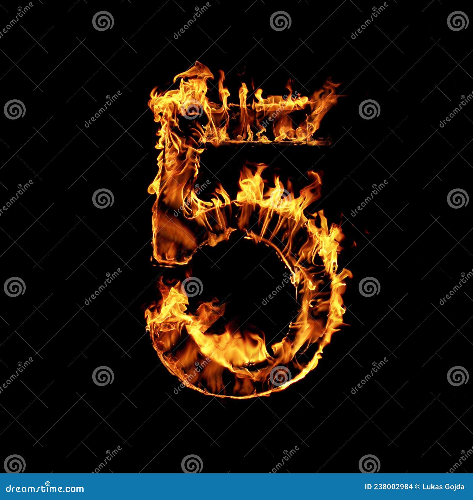 Single Number of Fire Flames Alphabet Stock Illustration - Illustration ...