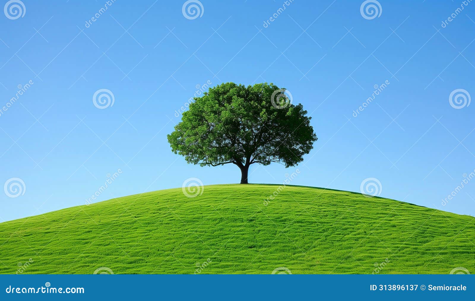 A Single Oak Tree Standing Alone in the Middle of an Open Field ...
