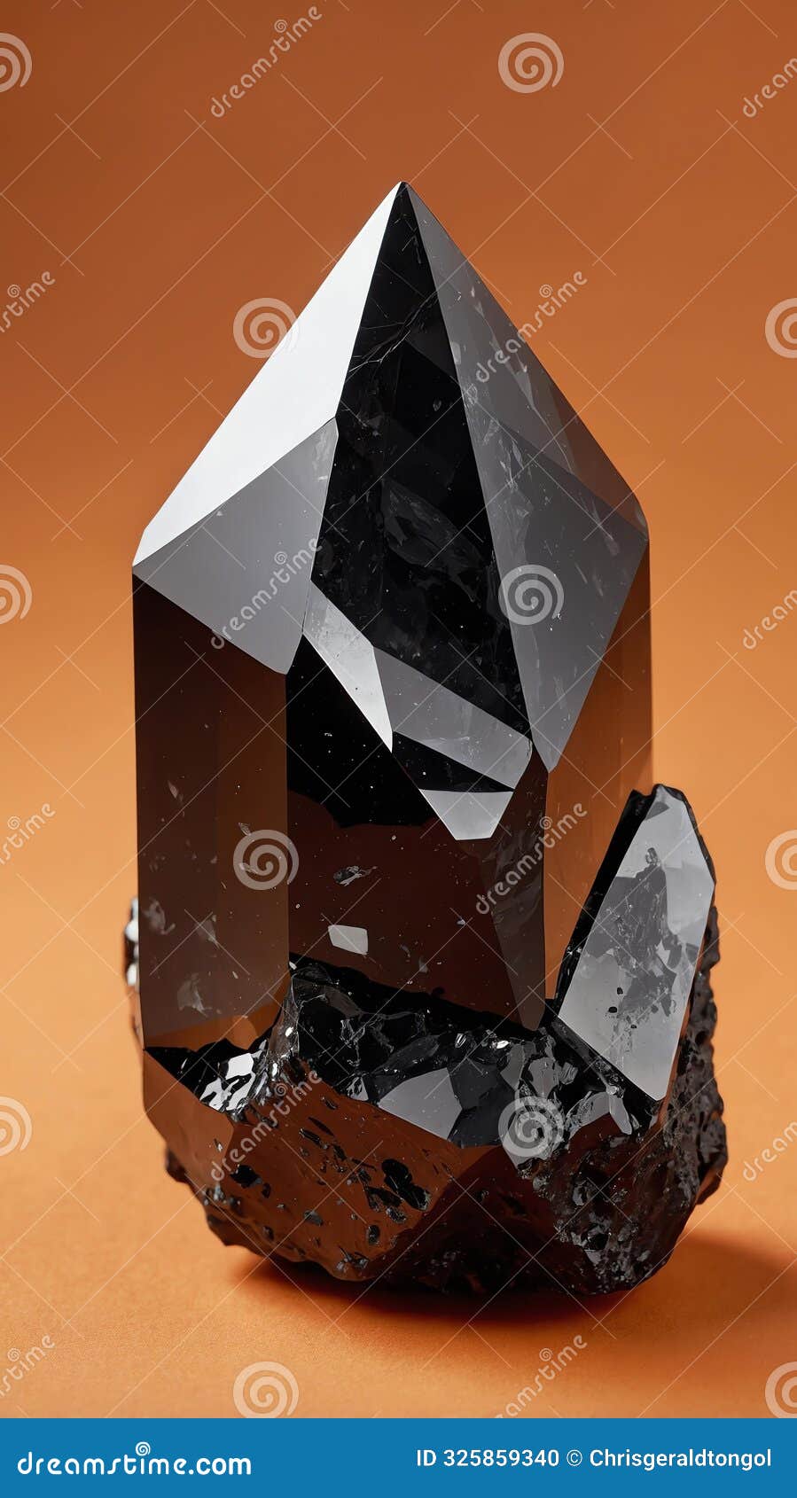 A Single Obsidian Crystal is Featured on a Pure Orange Ai Generated ...