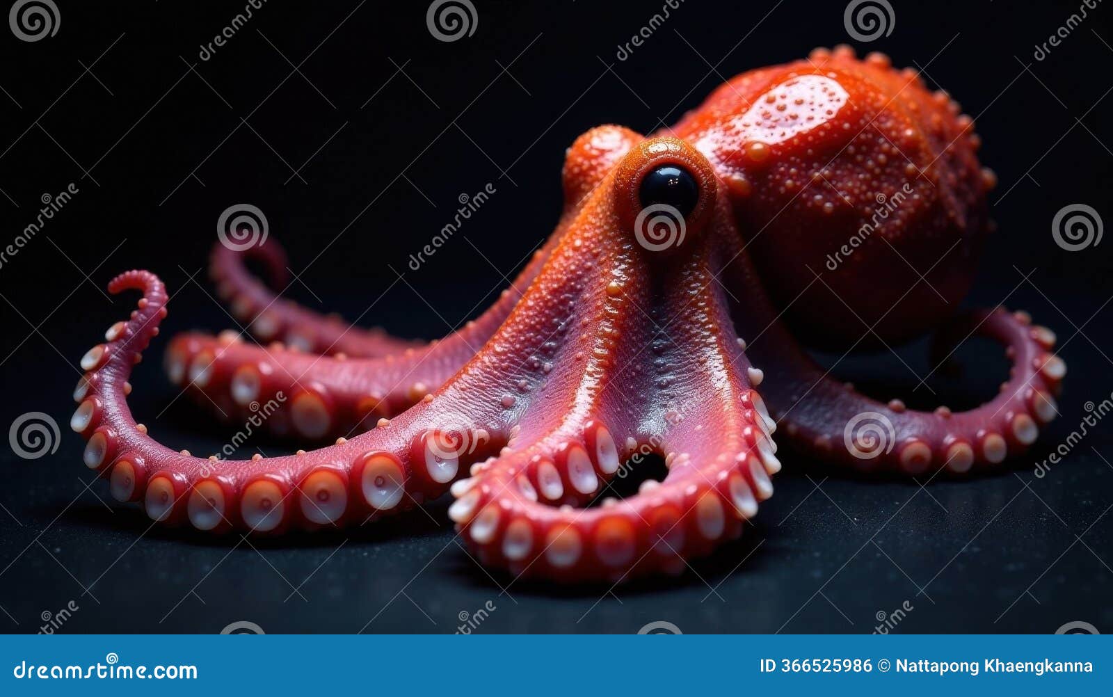 Single Octopus Tentacle With Suckers, Black Backdrop , Isolated ...