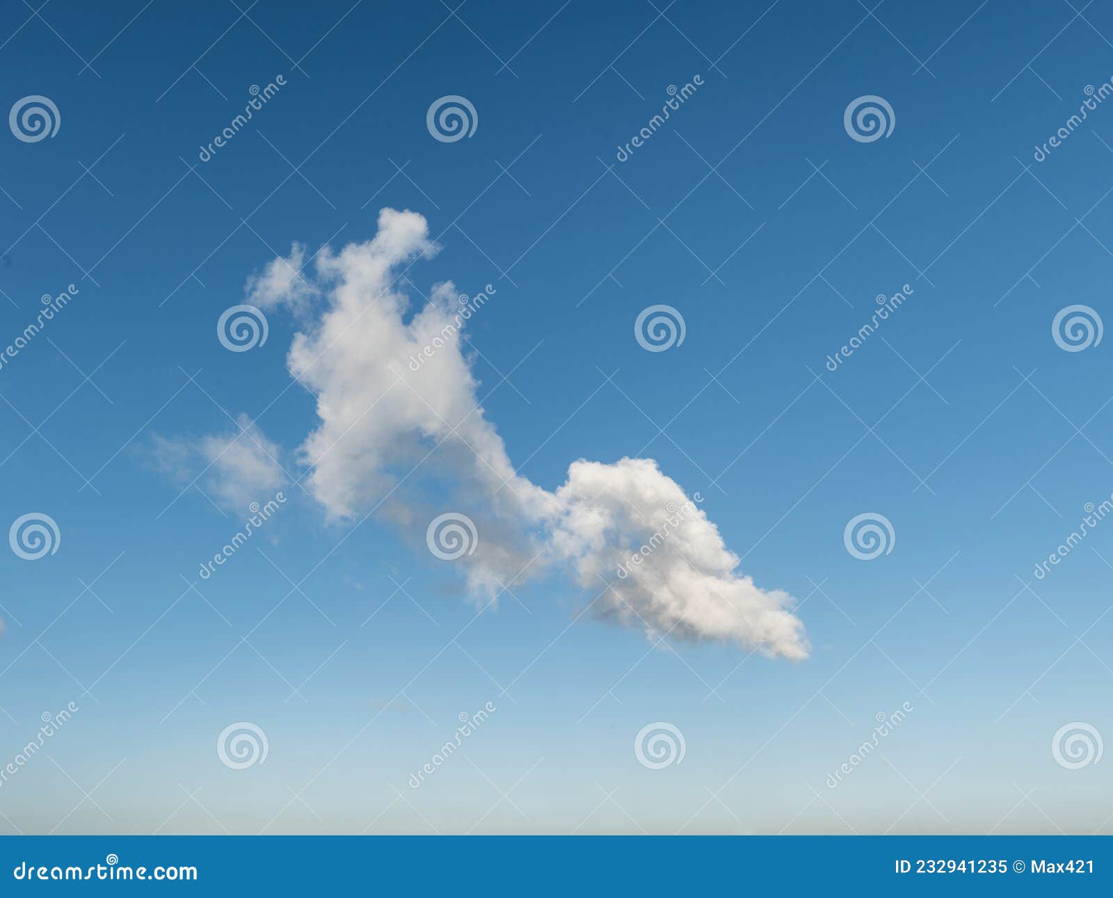 A Single, Odd Shaped, Clouds Drifts Across Blue Sky, Panorama Format ...