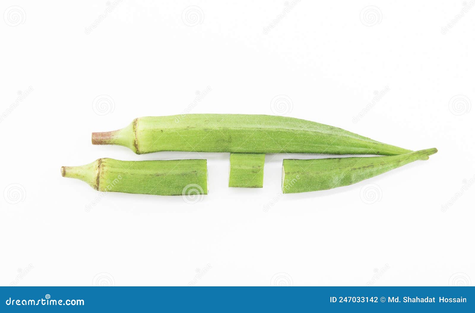 Single Okra or Lady Finger Isolate on White Background, Close Up Stock ...