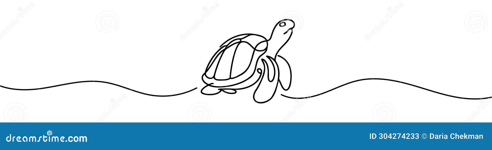 Single One Continuous Line Drawing of a Turtle. Stock Vector ...