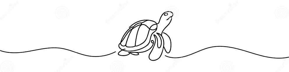 Single One Continuous Line Drawing of a Turtle. Stock Illustration ...