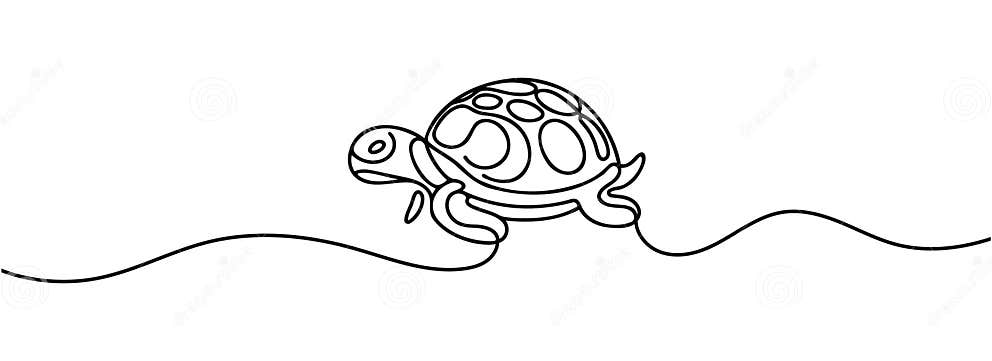 Single One Continuous Line Drawing of a Turtle Stock Illustration ...
