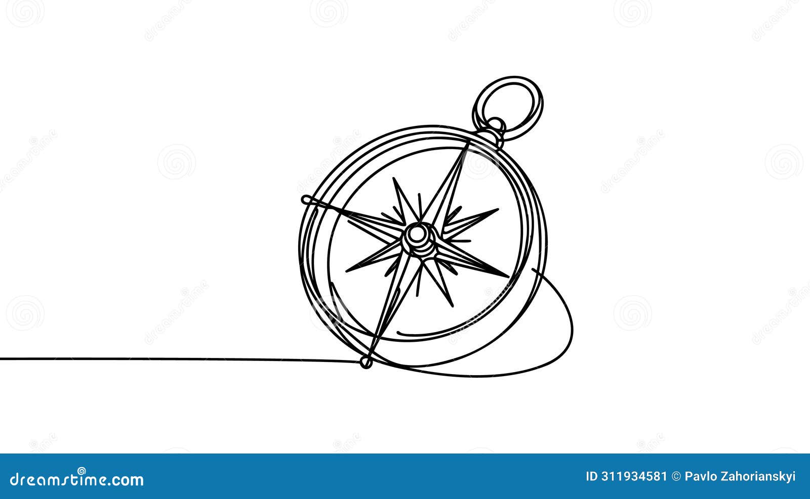 Single One Line Drawing Compass for Locating Direction. Shipment and ...