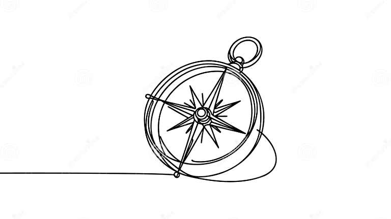 Single One Line Drawing Compass for Locating Direction. Shipment and ...