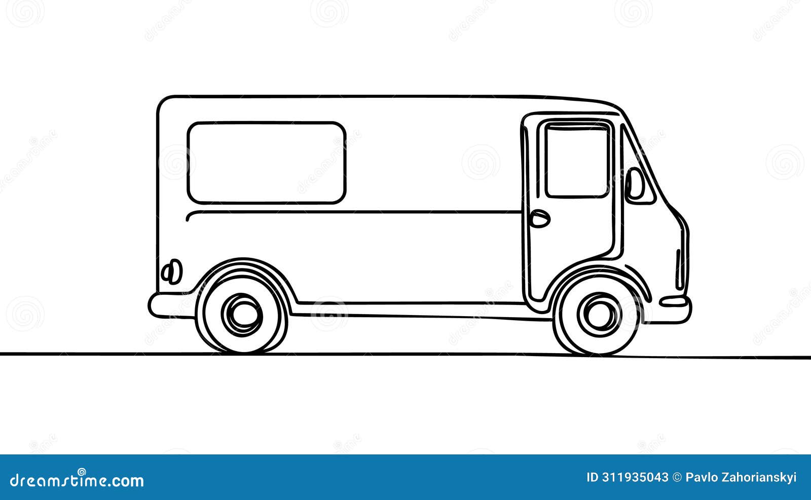 Single One Line Drawing Delivery Van. Vehicle Concept Stock Vector ...