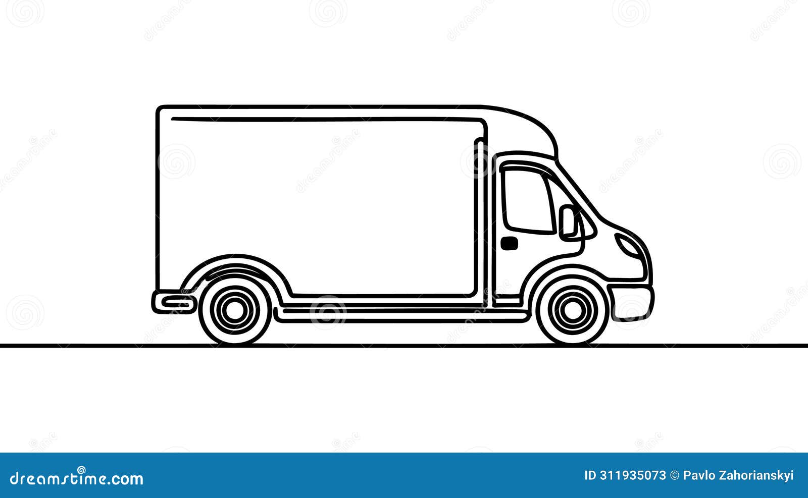 Single One Line Drawing Delivery Van. Vehicle Concept Stock Vector ...