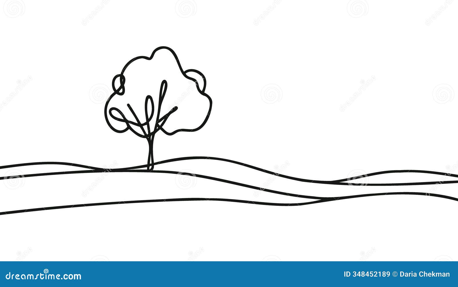 Single One Line Drawing Elm. Tree Concept Stock Illustration ...