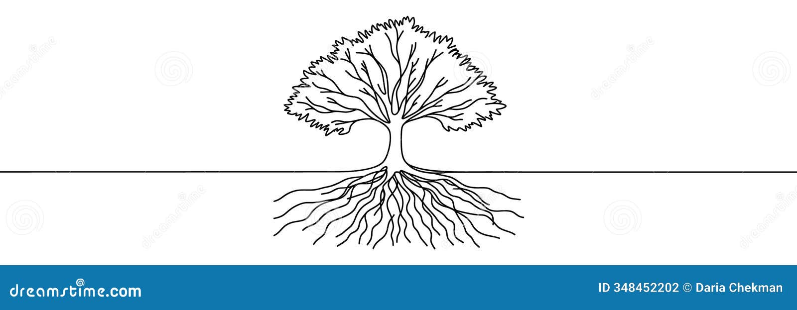 Single One Line Drawing Elm. Tree Concept Stock Illustration ...