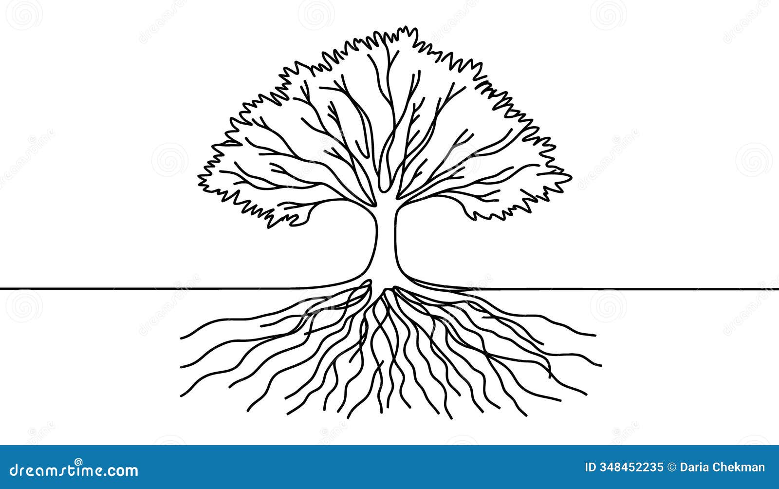 Single One Line Drawing Elm. Tree Concept Stock Illustration ...