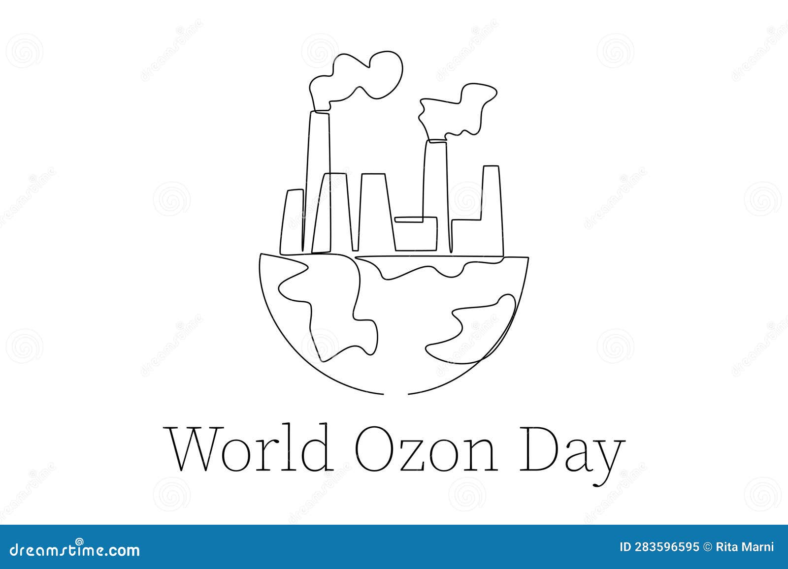 Single One Line Drawing World Ozone Day Concept. Stock Vector ...