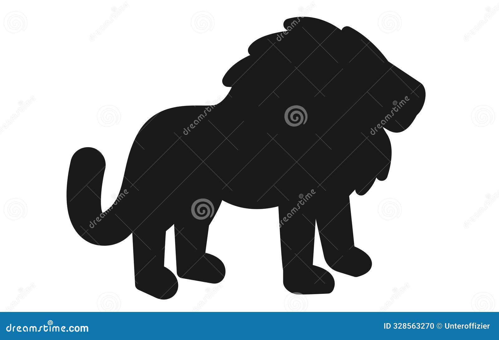 A Single One Lion Outline Shape Silhouette Against a White Backdrop ...