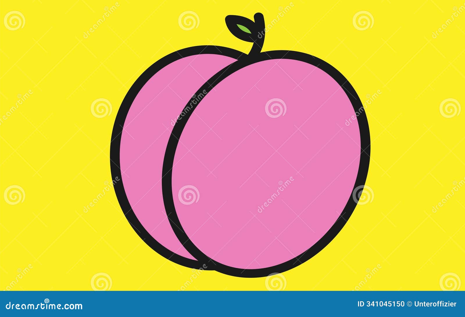 A Single One Peach Fruit Against a Yellow Backdrop Stock Illustration ...