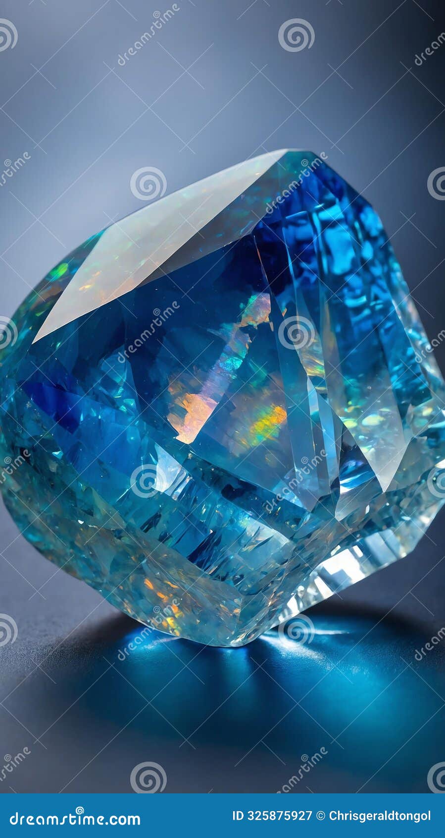 A Single Opal Crystal is Featured on a Pure Blue Backg Ai Generated ...