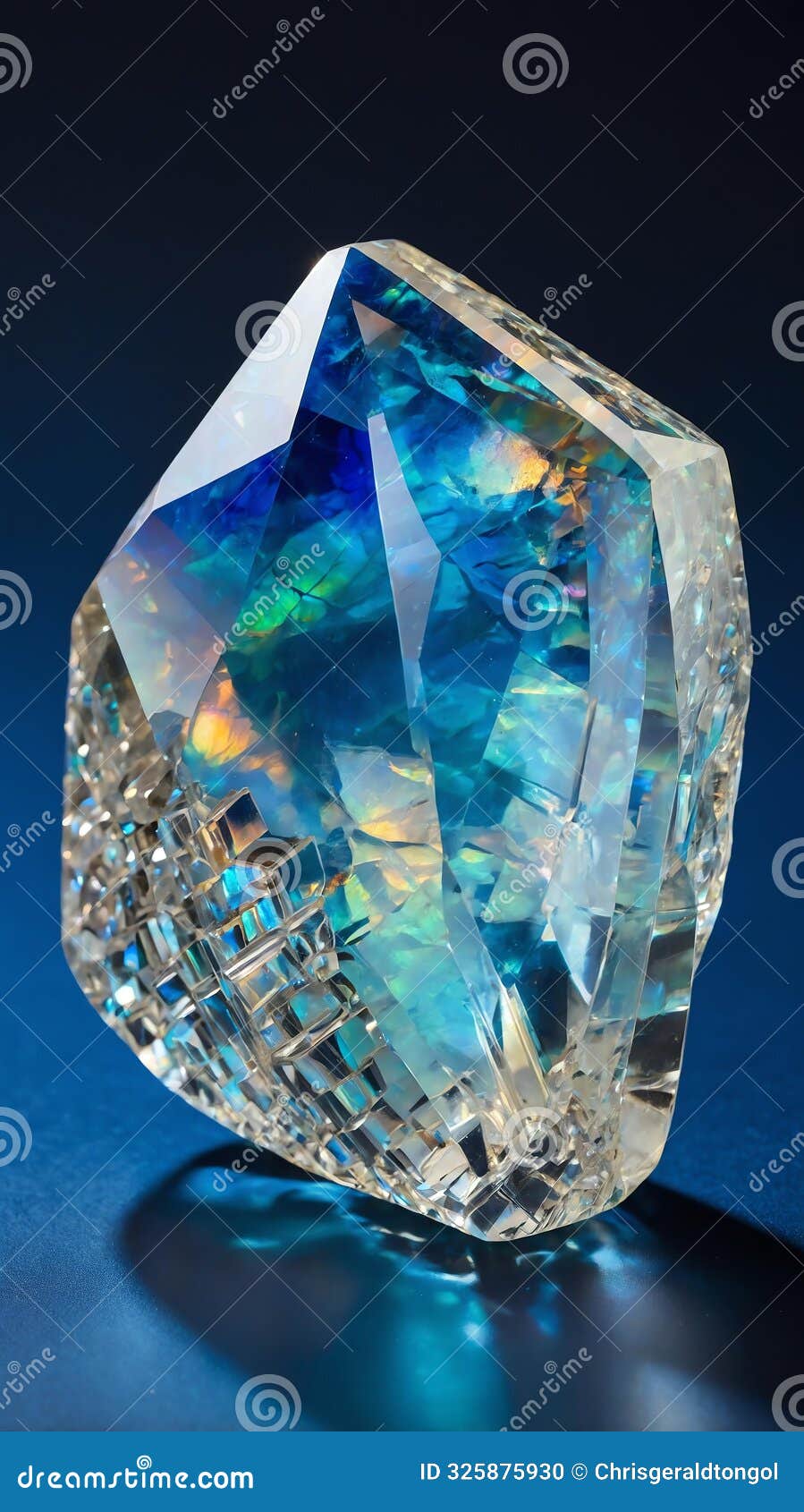 A Single Opal Crystal is Featured on a Pure Blue Backg Ai Generated ...