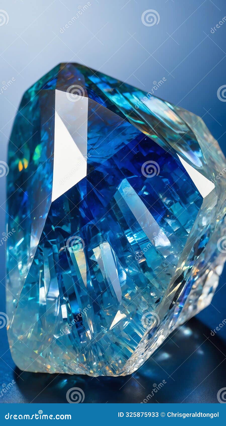 A Single Opal Crystal is Featured on a Pure Blue Backg Ai Generated ...
