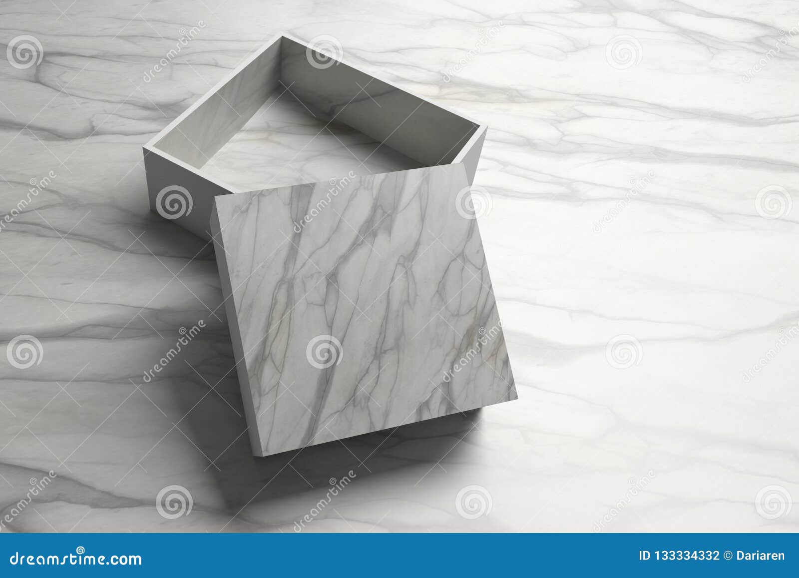 Single Opened Packaging Box with Marble Texture Standing on the Table ...