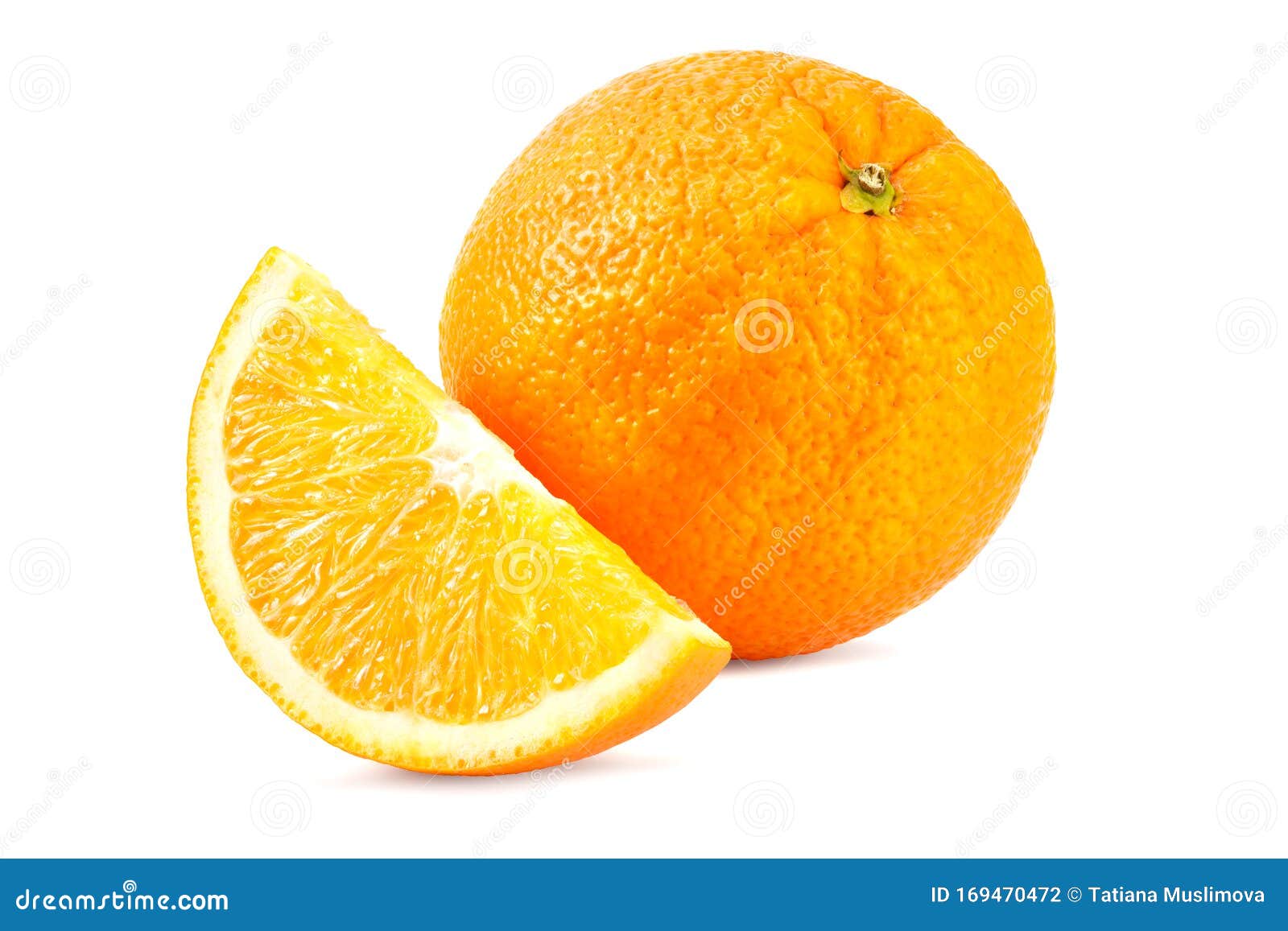 Single Orange Fruit with Slice Isolated on White Background Stock Photo ...