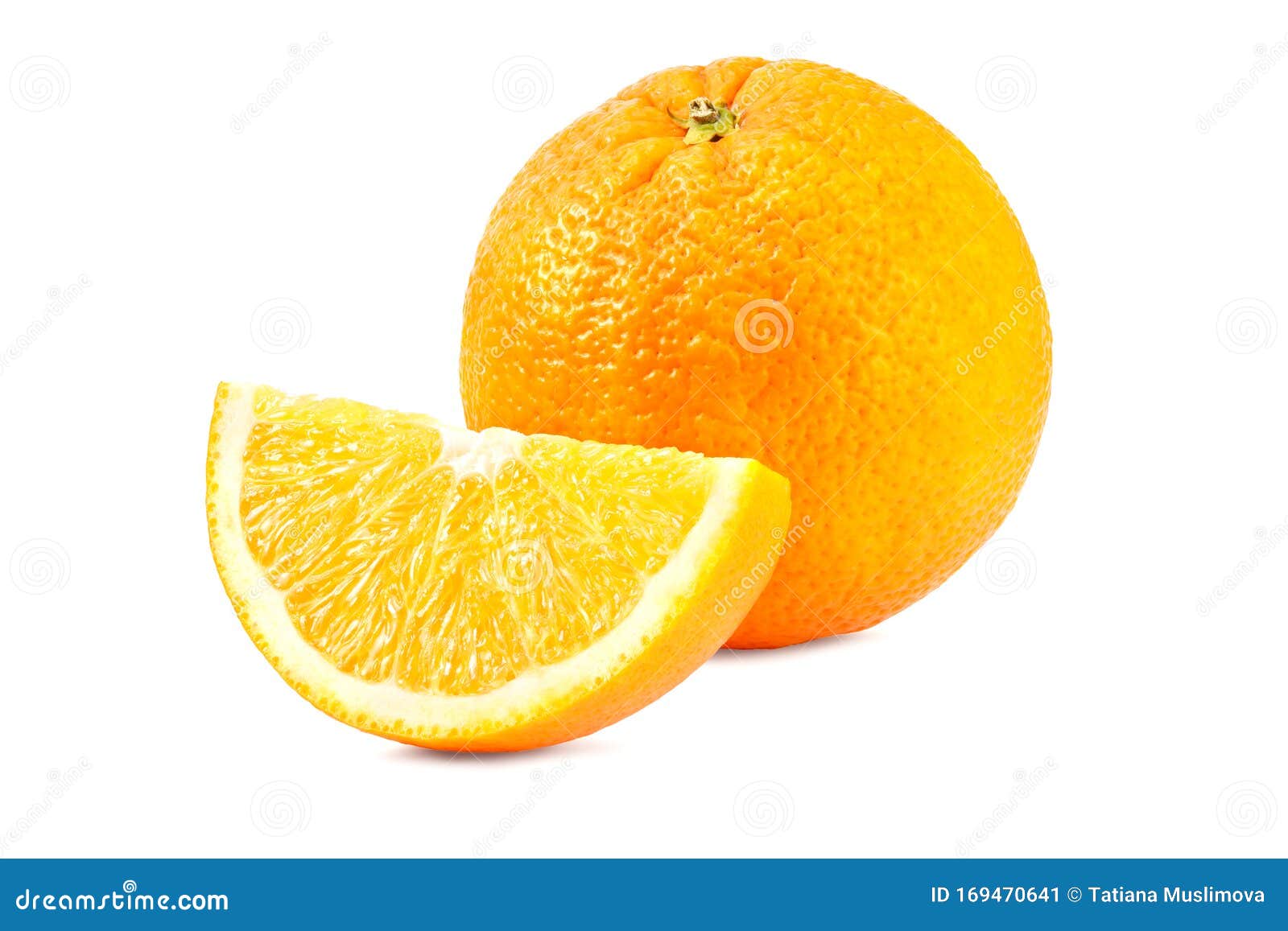 Single Orange Fruit with Slice Isolated on White Background Stock Image ...