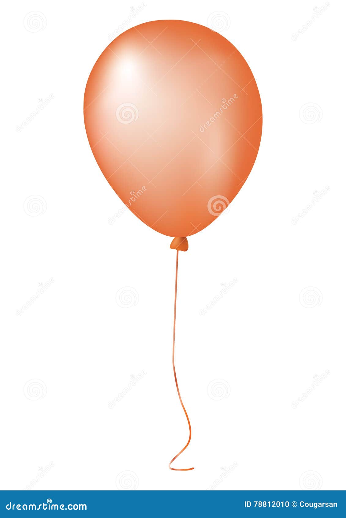 Single Orange Balloon With Ribbon On Transparent Background. Orange ...