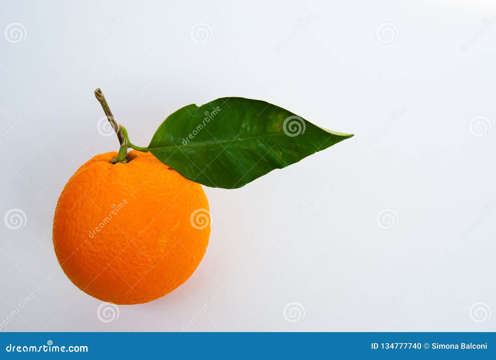 Single Orange with Green Leaf Horizontal Stock Photo - Image of energy ...
