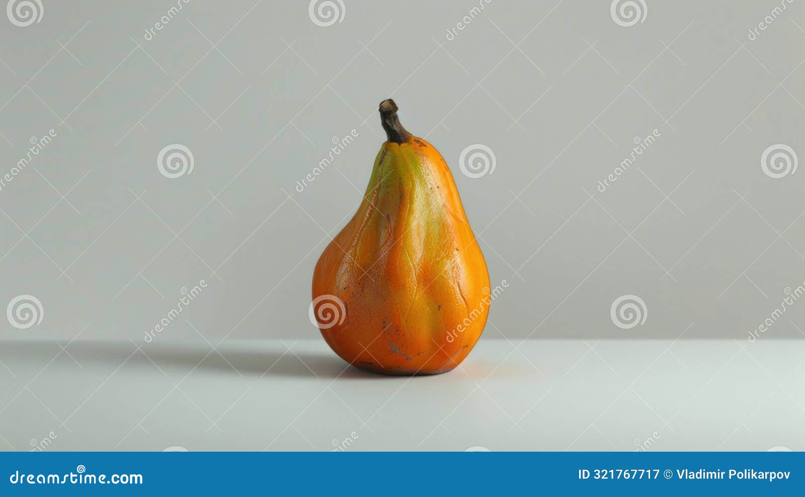 A Single Orange Pear Sitting on a White Surface Stock Illustration ...