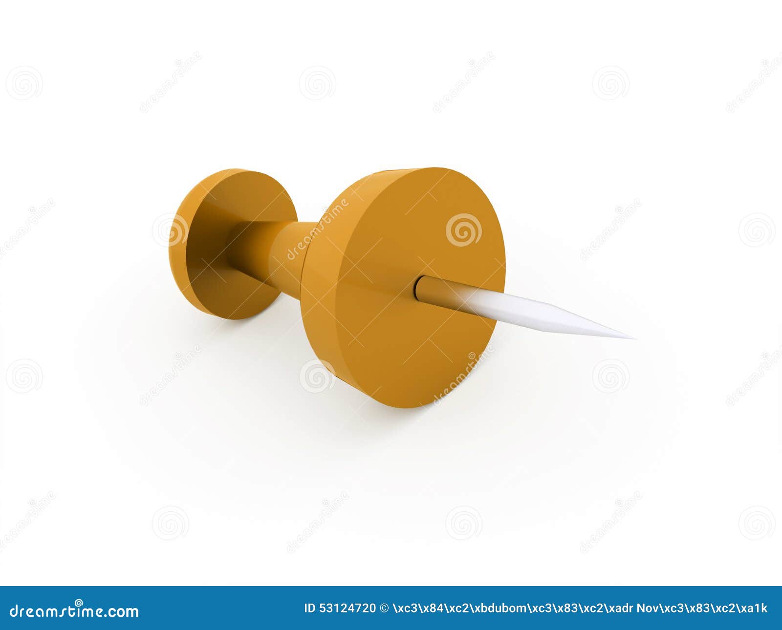 Single Orange Push Pin Rendered Isolated Stock Illustration ...