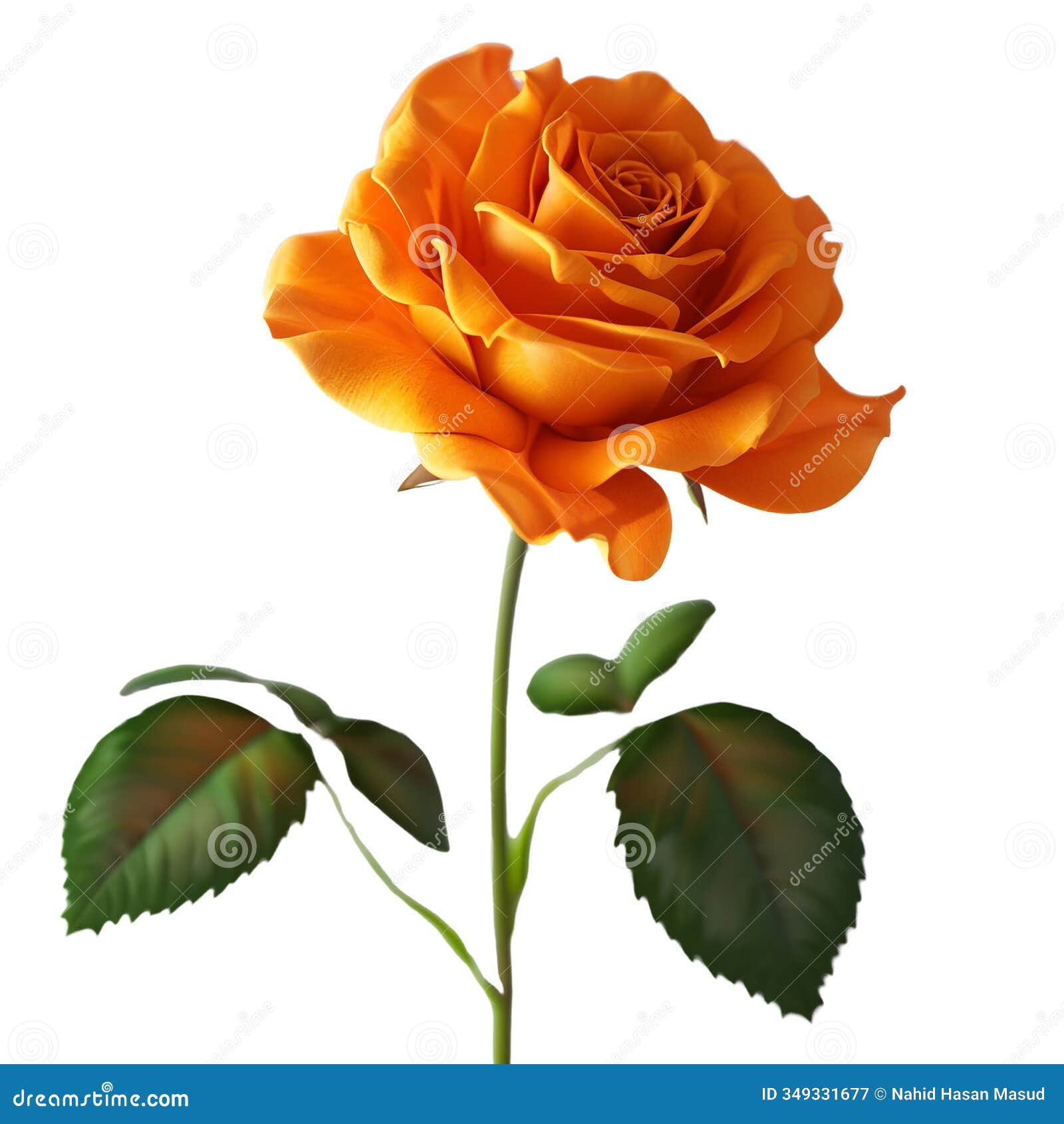 Single Orange Rose on White Background Stock Illustration - Illustration of nature, single ...