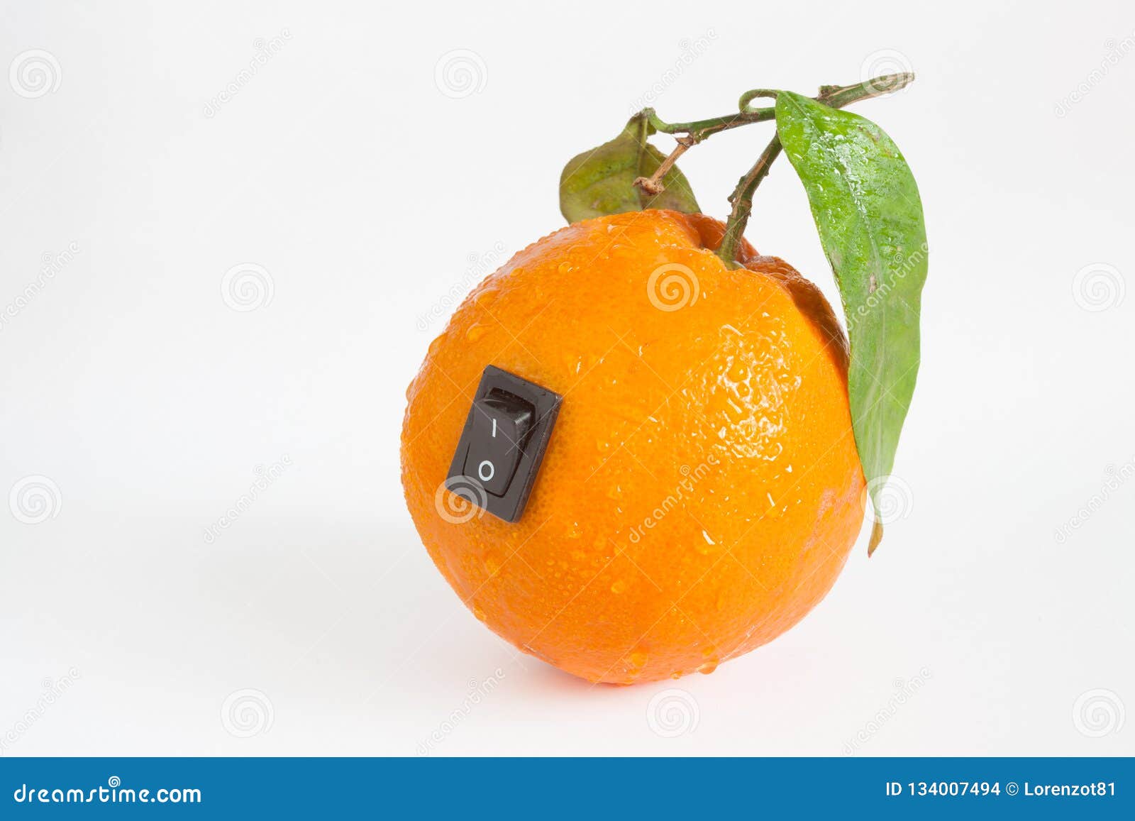 Single Orange with Switch in Power Off Position on Light Grey Ba Stock ...