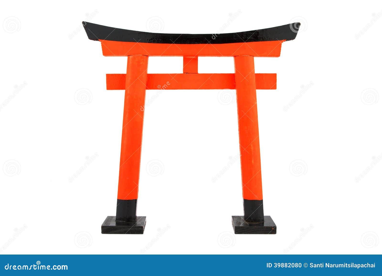 Orange Torii Of Japanese Stand On The Meadow Gras Stock Image ...