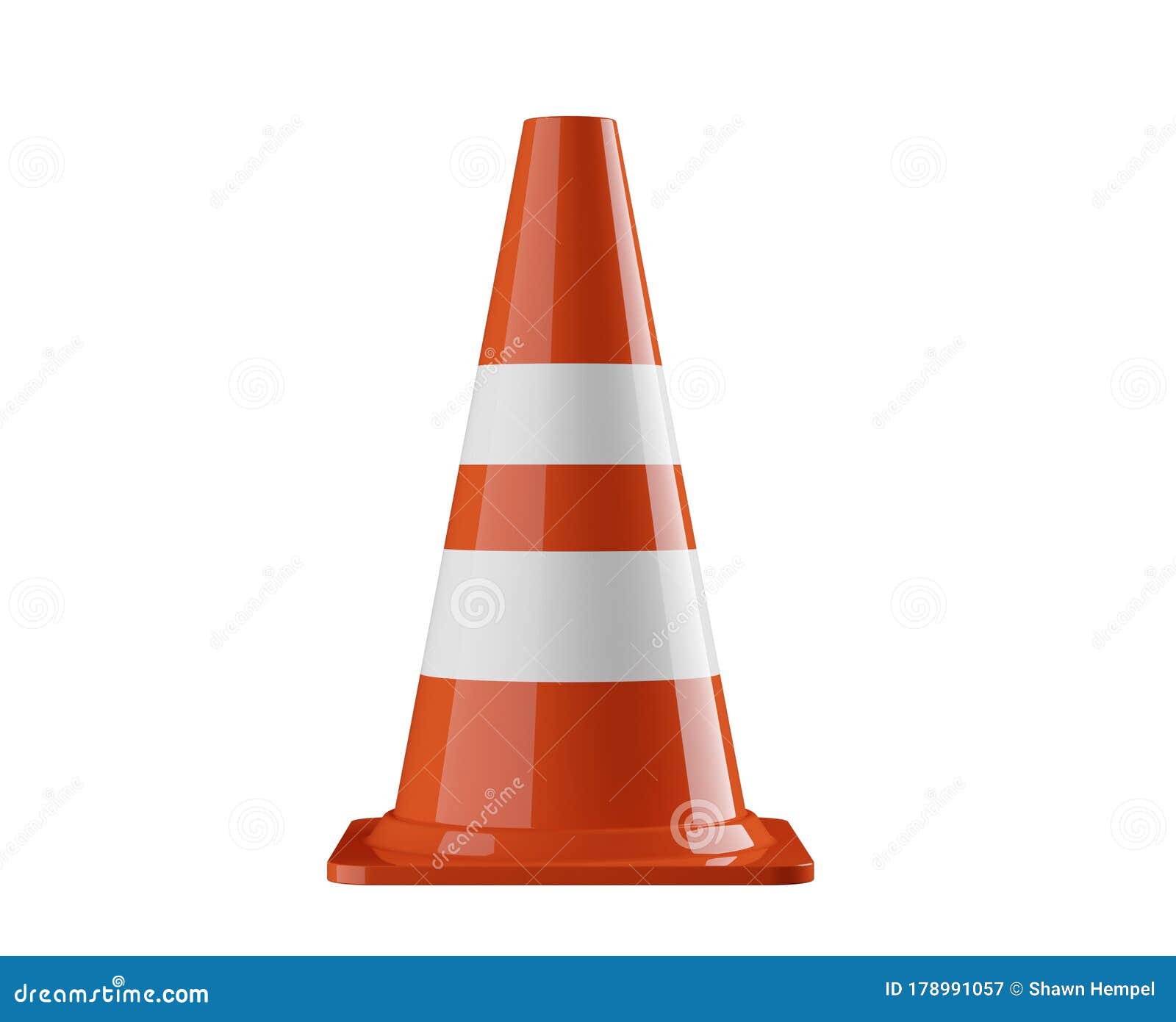 Single Orange Traffic Warning Cone or Pylon Isolated on White ...