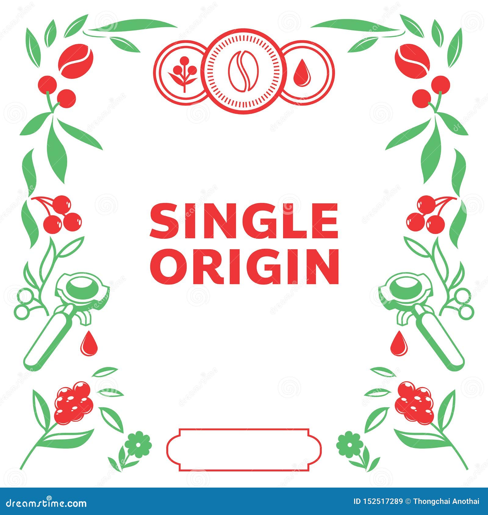 Single Origin Background with Cherry Fruits Coffee Stock Vector ...