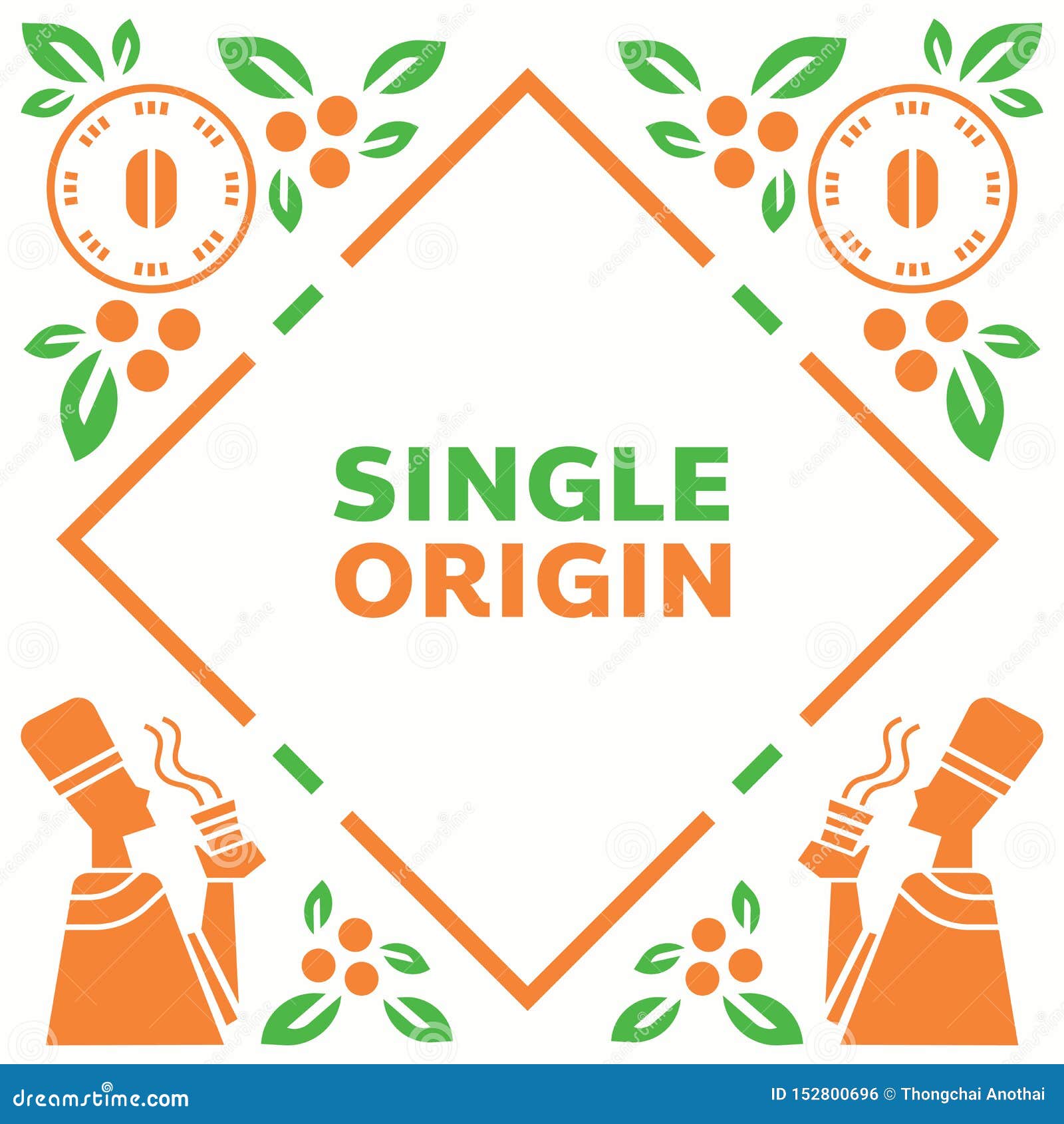 Single Origin Ethiopia With Monk Drinking Coffee Vector Illustration ...
