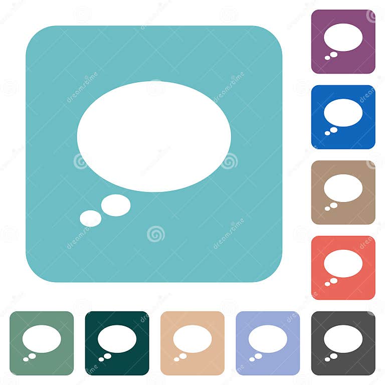 Single Oval Thought Bubble Solid Rounded Square Flat Icons Stock Vector - Illustration of oval ...