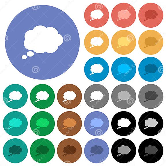 Single Oval Thought Cloud Solid Round Flat Multi Colored Icons Stock ...