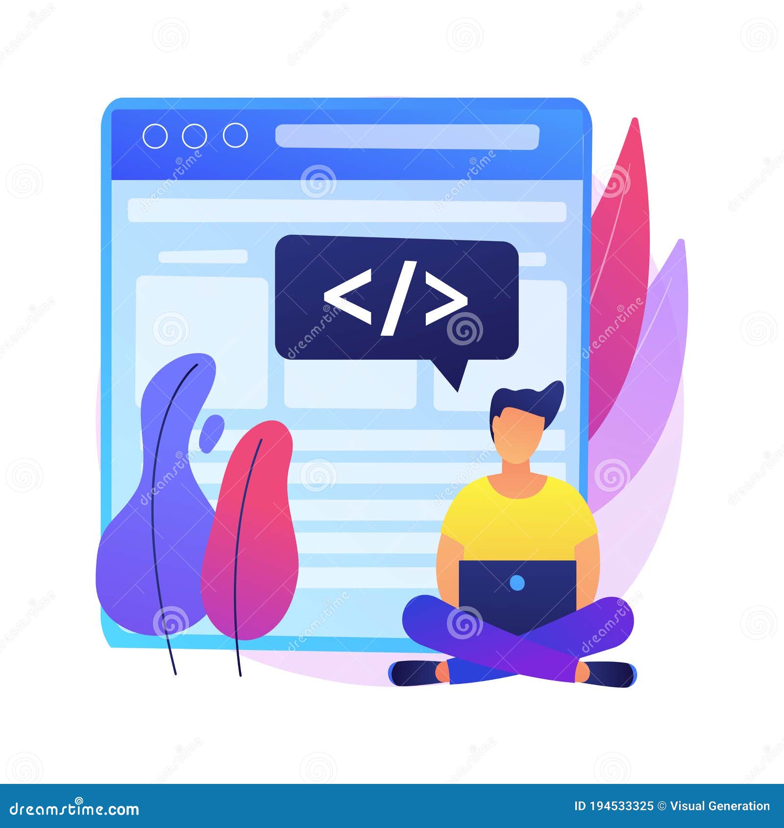 Single Page Website Template, Basic Icons In Vector Illustration ...