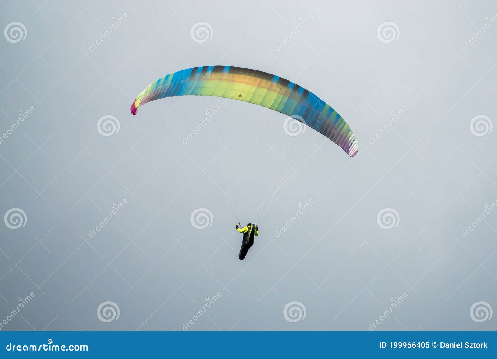 Single Paraglider Pilot Flying Stock Image - Image of paraglide, glider ...