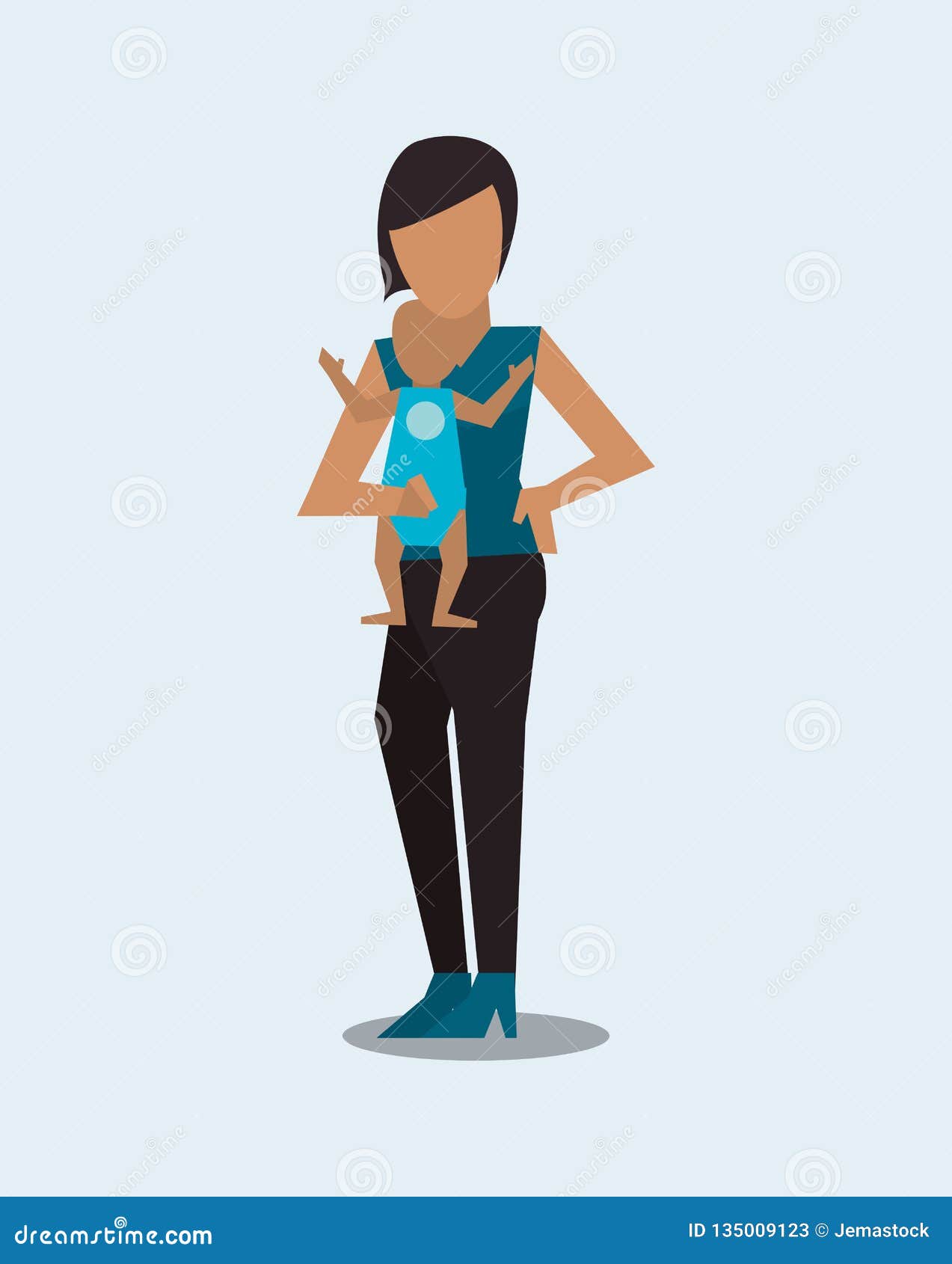 Single Parent with Baby Family Image Stock Vector - Illustration of ...