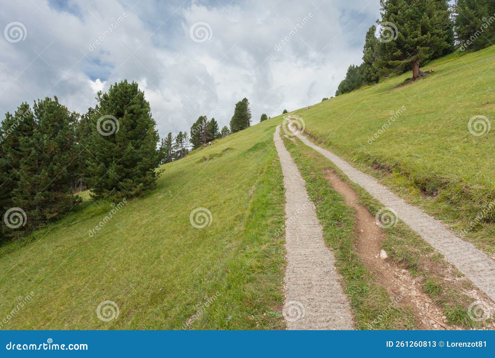 A Single Path Long a Slope in the Dolomites Stock Image - Image of ...