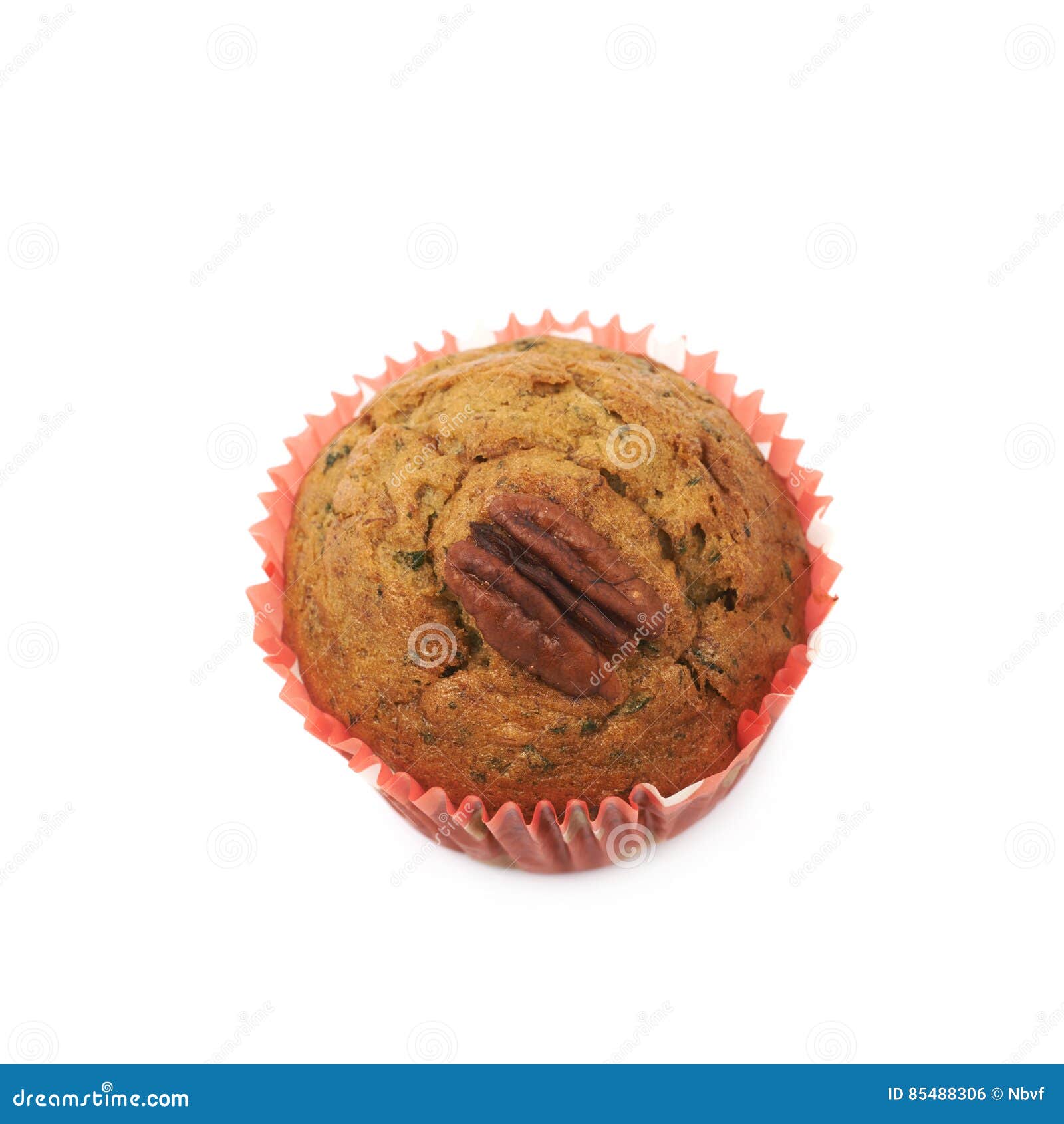 Single Pecan Nut Muffin Isolated Stock Photo - Image of delicious ...