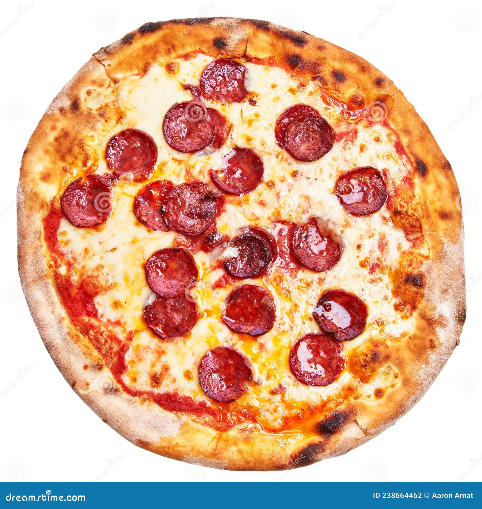 Single Pepperoni Italian Pizza Isolated Over White Background Stock ...
