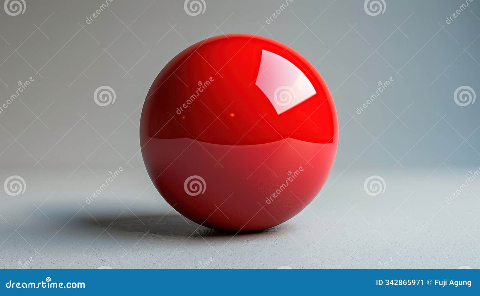 A Single, Perfectly Smooth, Red Sphere Casts a Soft Shadow on a Plain ...
