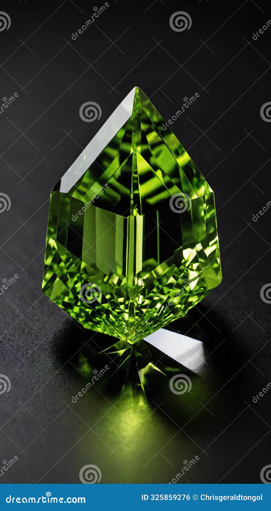 A Single Peridot Crystal is Featured on a Pure Black B Ai Generated ...