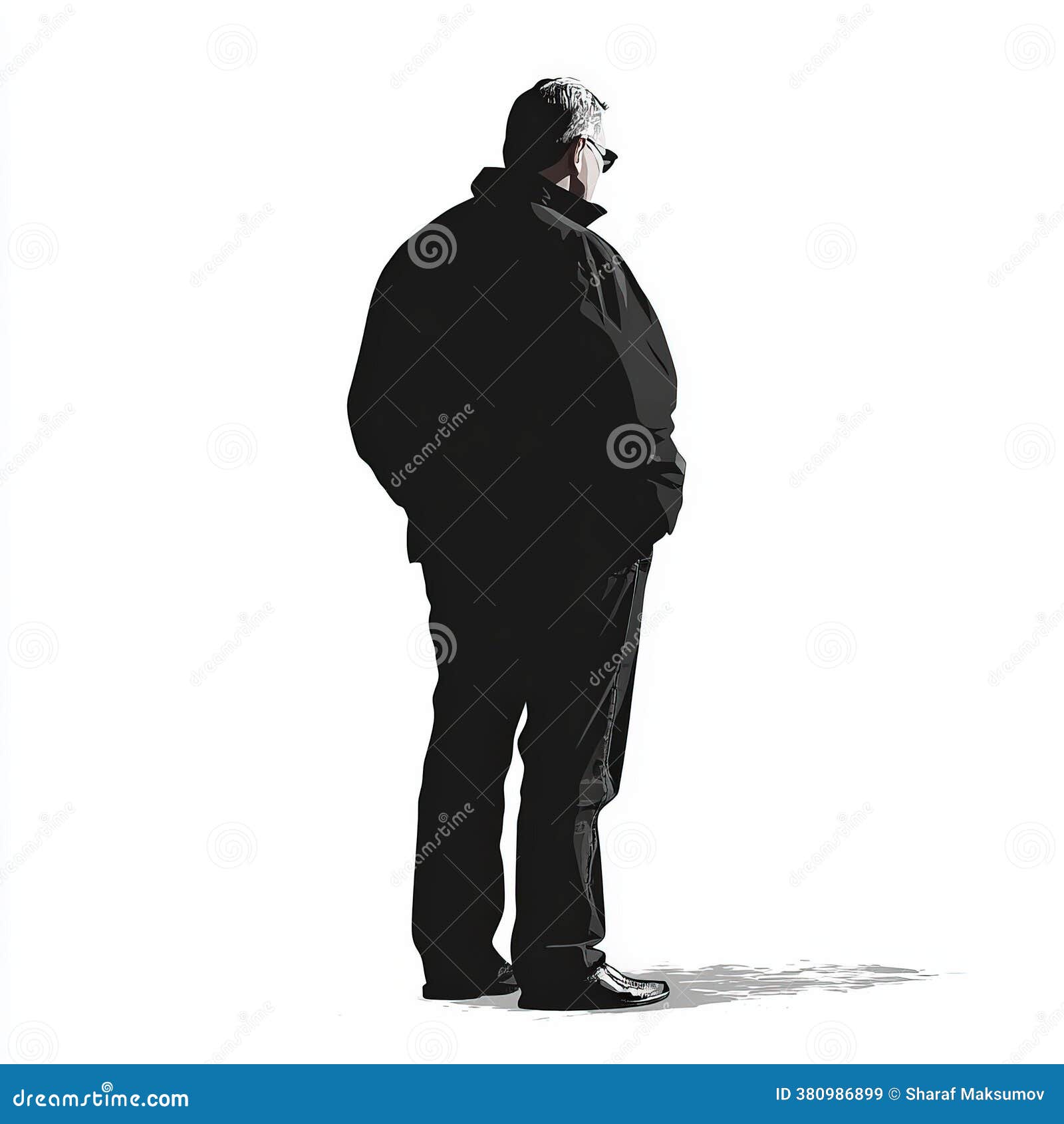 Single Person Standing On White Background Vector Illustration ...