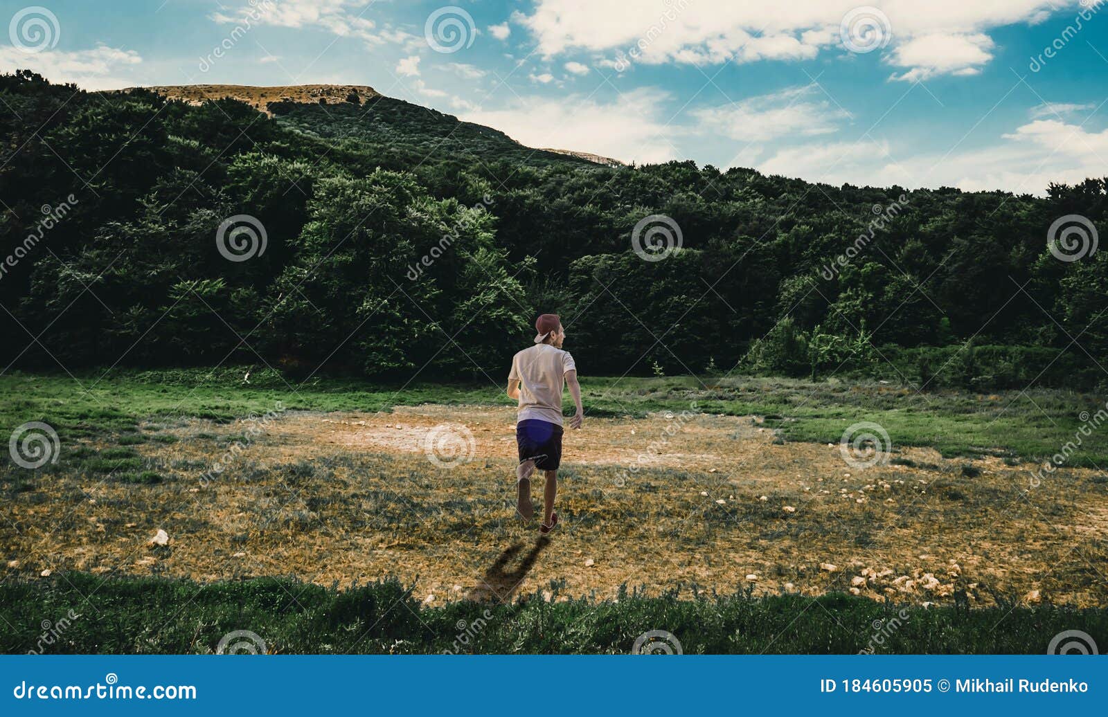 A Single Person Walk Alone on the Wide Nature Landscape Stock Image ...