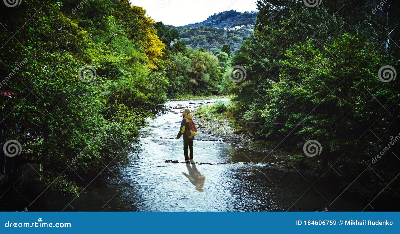 A Single Person Walk Alone on the Wide Nature Landscape Stock Image ...