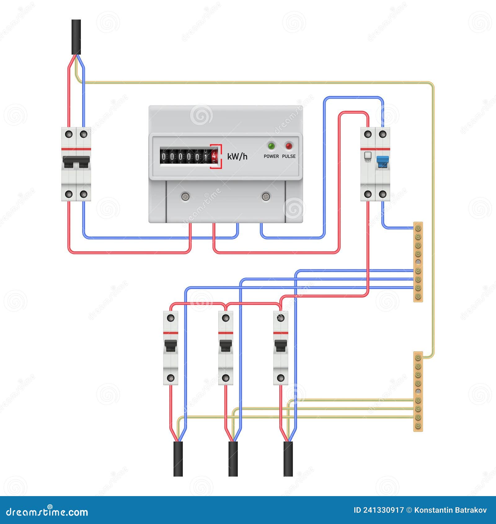 Single-phase Network Energy Meter Connection Diagram. Stock Vector ...